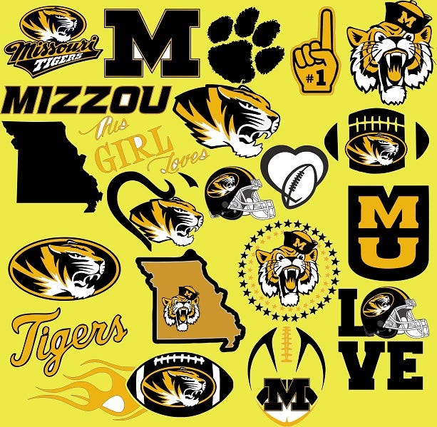 Missouri Tigers Sports Emblems Football Fan Clipart Bundle Svg Cut File