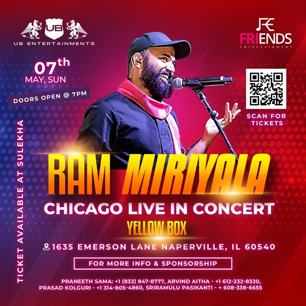 Ram Miriyala Chicago Live In Concert - Sulekha Events in USA & Canada ...