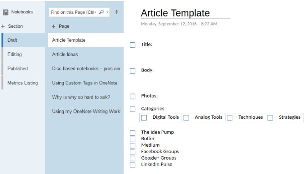 My OneNote Writing Template. As part of moving my writing workflow ...