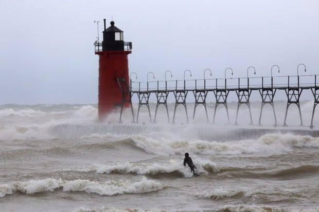 High waves whip Lake Michigan shore | by Sailing Great Lakes | Medium
