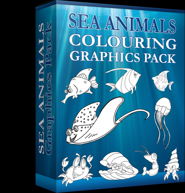 35 HAND-DRAWN SEA ANIMALS COLOURING BOOK GRAPHICS PACK : Do REALLY NEED ...