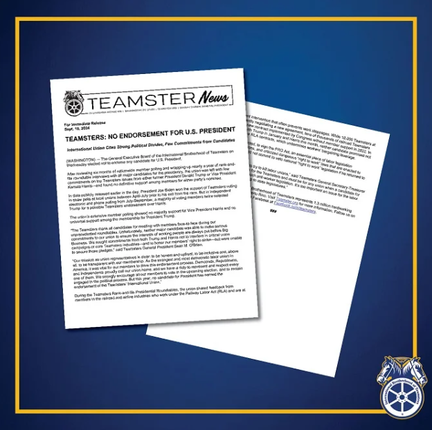 Teamsters pave the way for Trump. No commitment means no opposition to ...