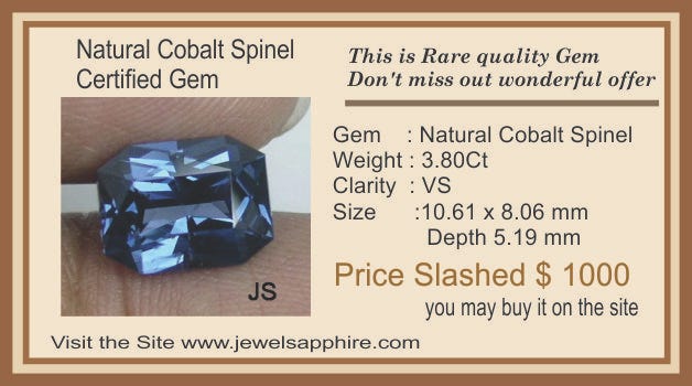 Genuine Rare quality Natural Cobalt Spinel - Jewelsapphire Gems - Medium
