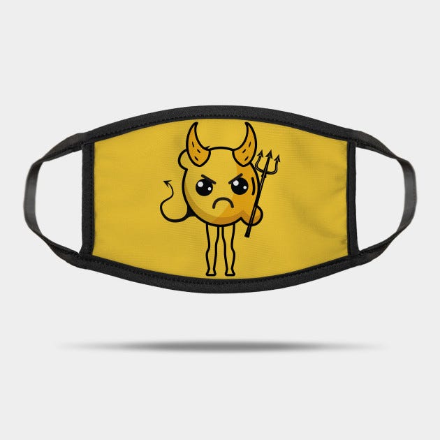 Lemon Demon Face Masks — Cute Angry Devil Lemon Demon Flat Mask TP3010 ...