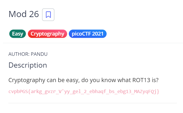Mod 26: picoCTF cryptography writeup - Henry Kioko - Medium