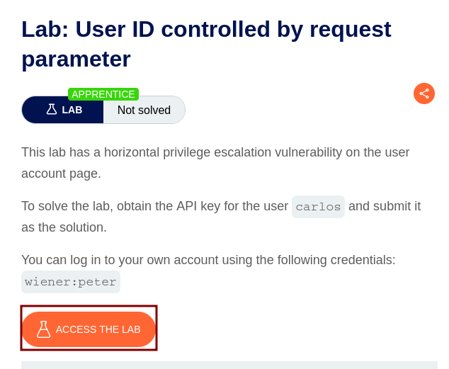 User ID controlled by request parameter: A portswigger lab’s report - Malik Haider Ali - Medium