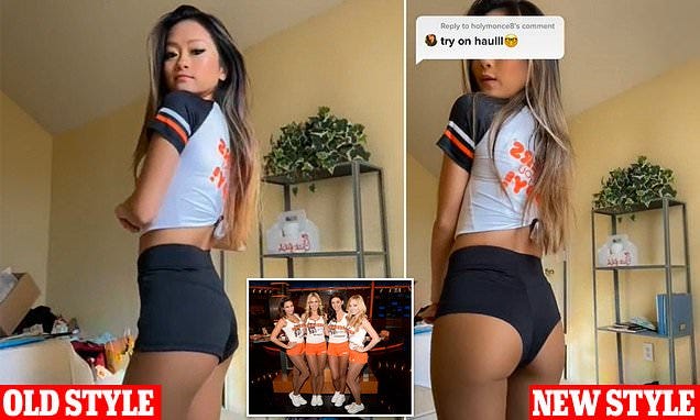 Orange Shorts Hooters Girls Hugging