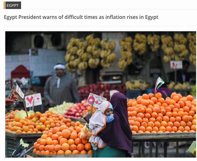 Egypt President warns of difficult times as inflation rises in Egypt ...