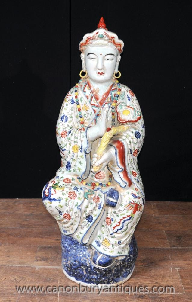 Japanese Satsuma Porcelain Buddha Statue Buddhist Wise Figurine ...