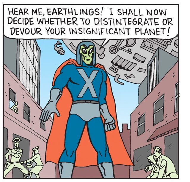 Xenu, Intergalactic Overlord, Returns to Earth - The Nib - Medium