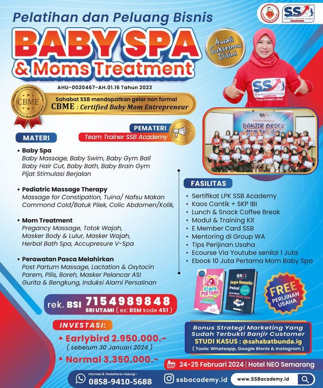 WA: 0852.2520.1704 Pelatihan Baby Spa Bersertifikat 2024 di Jakarta Barat Untuk Bidan | by ...