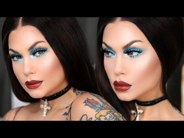 blue grunge glam 90s idk what to name this look…LOOK.. GRWM MAKEUP ...