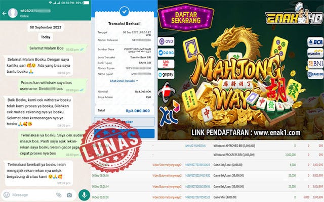 Bukti JP Member Enak4D Bermain Di Mahjong ways2 Tanggal 08 September 2023 - buktijp enak4d - Medium