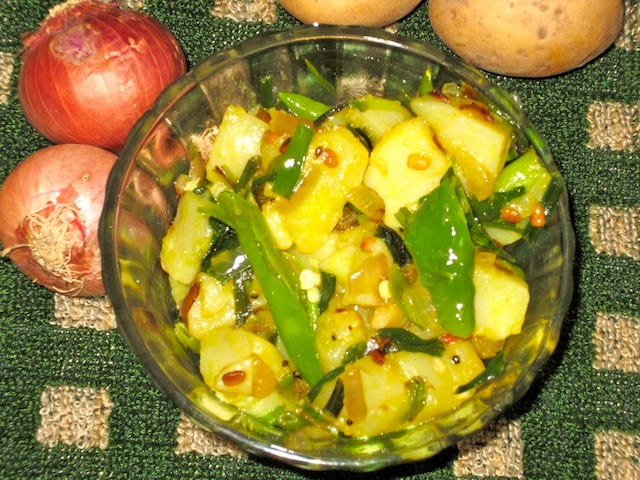 Potato Spring Onion Curry. Chapati is a favorite dinner at our… | by ...