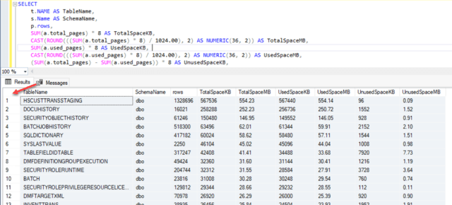 How to get size of all tables of a SQL DB in a spreadsheet | Dynamics ...