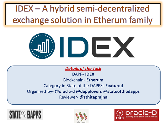 IDEX- A hybrid semi-decentralized exchange solution in Etherum family ...