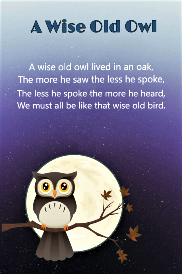 A Wise Old Owl — Nursery Rhymes With Lyrics — PoemVenture’s | by ...