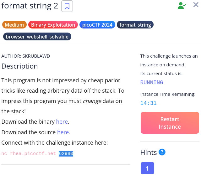 PicoGym (Binary Exploitation): Format String 2 (IDN Ver.) | by Rasshaaa | Oct, 2025 | Medium