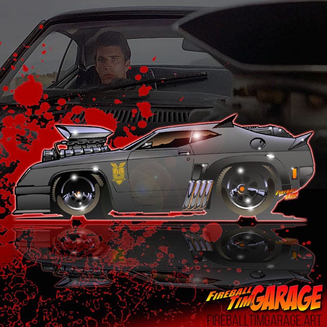 BONUS SKETCH!! MAD MAX Police Interceptor… - Fireball Tim Lawrence - Medium