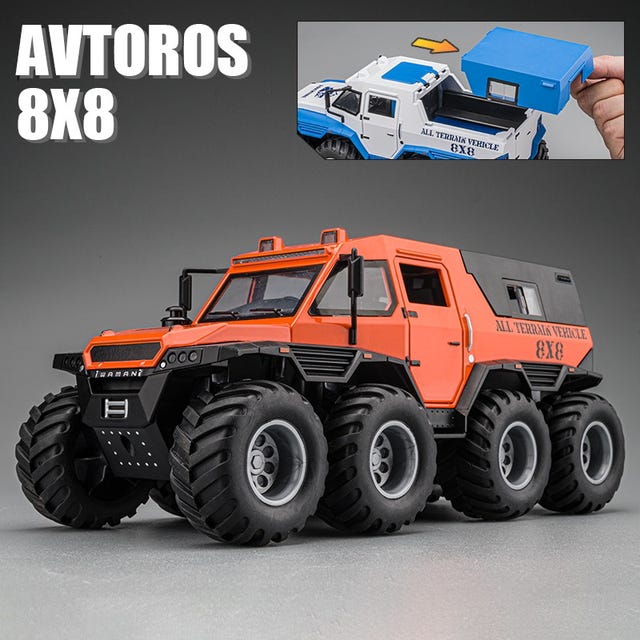 1:24 Russia Avtoros Shaman 8x8 ATV Armored Car Model Alloy Toy Car Boy ...
