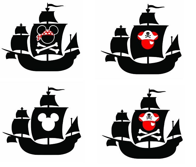 Mickey mouse pirate svg ship bundle clip art drawing black and white ...