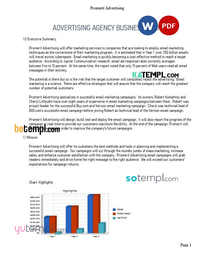 advertising agency business plan template in Word and PDF formats | by ...