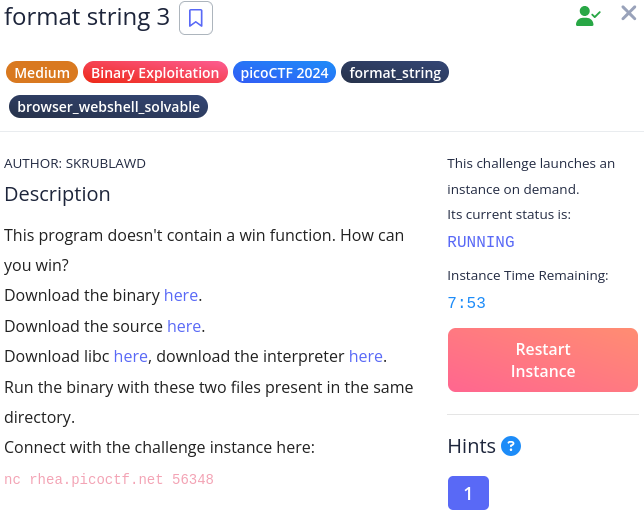 PicoGym (Binary Exploitation): Format String 3 (IDN Ver.) | by Rasshaaa | Oct, 2025 | Medium