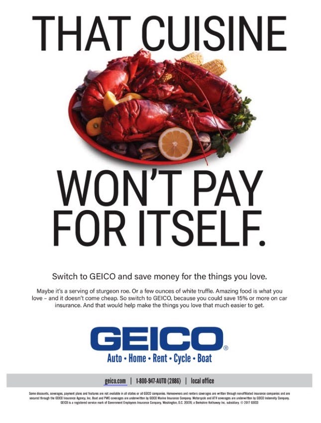 Food and Wine March 2018 Geico Ad | by Brendan McAleer | Medium