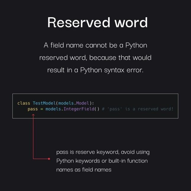 Field name restrictions in Django models - Bharadanayan - Medium