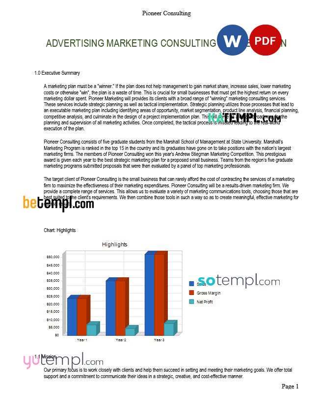 advertising marketing consulting business plan template in Word and PDF ...