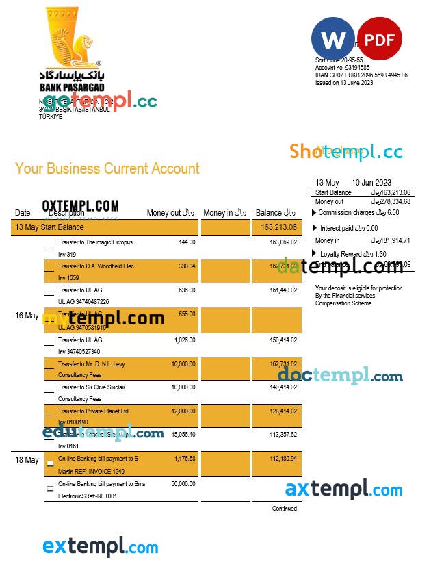 Bank Pasargad business statement Word and PDF template download template | by Intempl | Medium