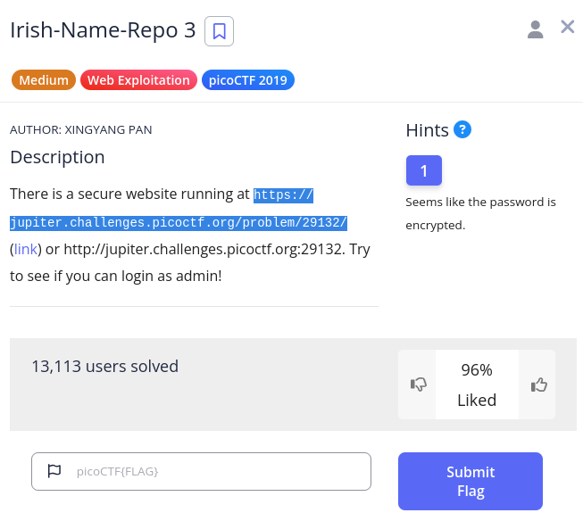 Irish Name Repo 3 — PicoCTF — Writeup | by 0xSudo | Medium