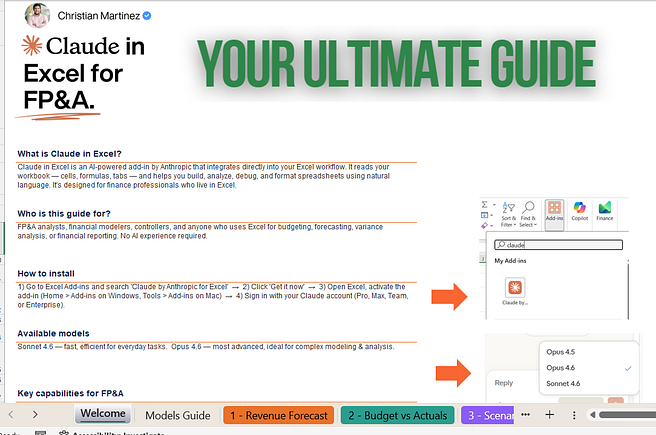 How to use Claude in Excel for Finance and FP&A?