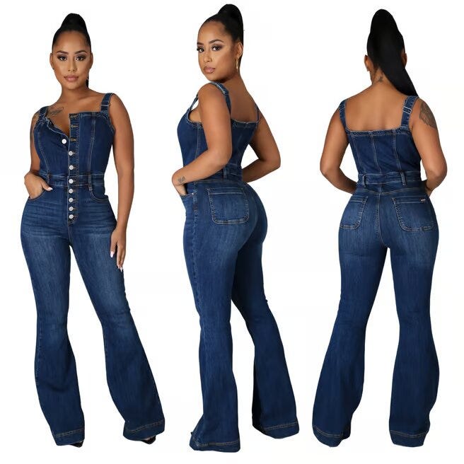 Denim Overall Jumpsuit - Royal Entity - Medium