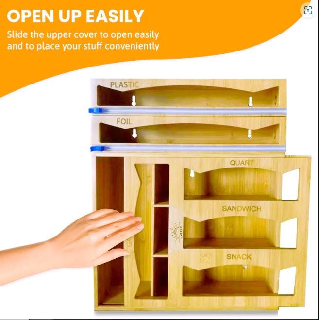 Ladele Magnetic Kitchen Wrap Organizer Foil and Plastic with Cutter ...