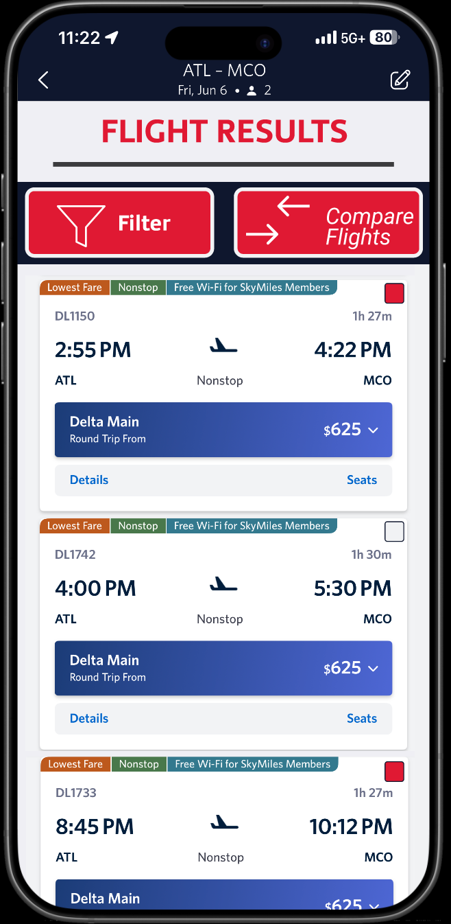 Fly Delta Search Results — Collapsible Filter Bar UI Project | by Katie ...