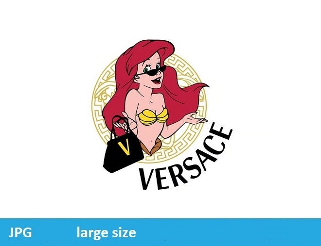 Ariel Versace Disney jpeg image Cartoon Digital File - Jniemerka - Medium