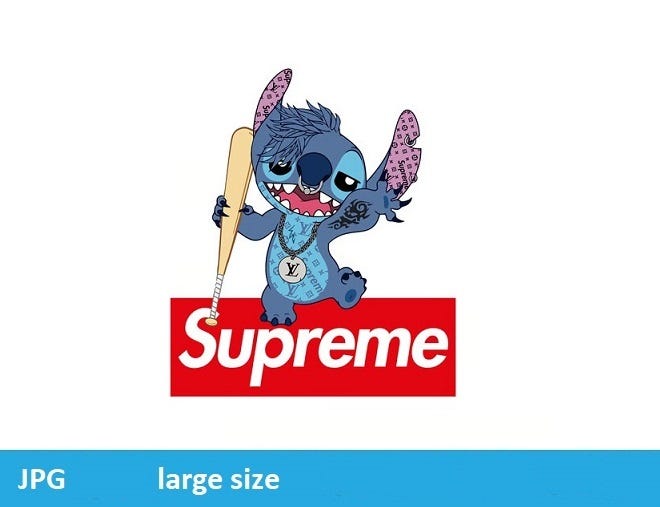 Stitch Supreme Cool jpeg image Cartoon Digital File - Jniemerka - Medium
