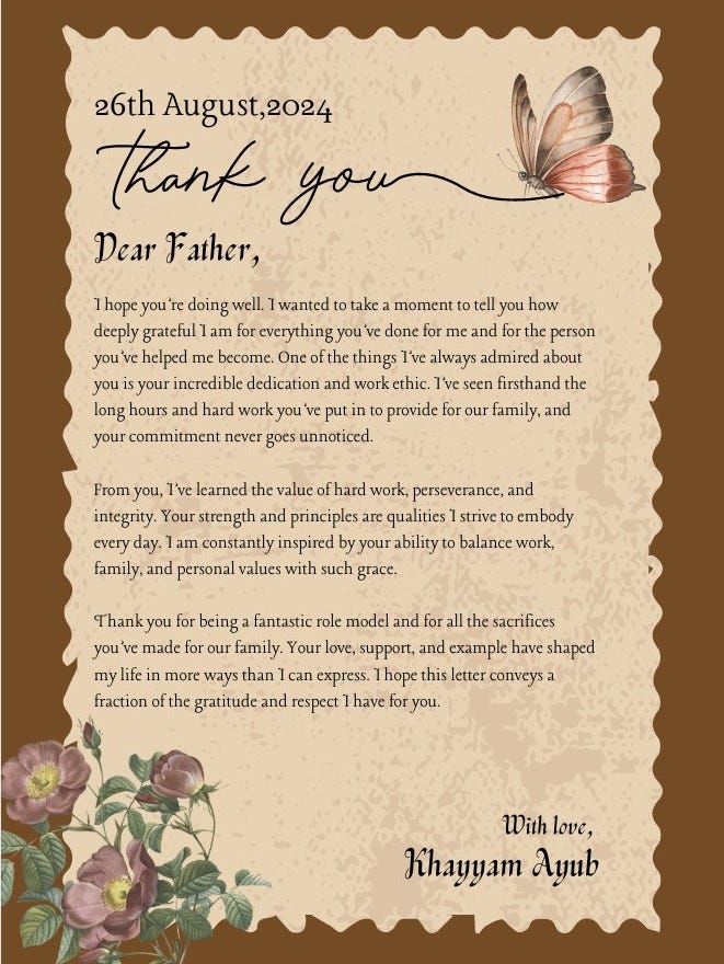 A Letter for my Father - Khayyam Ayub - Medium