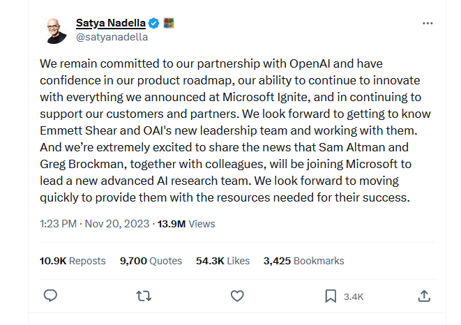 New Twist in AI Story: Sacked CEO Altman propositioned to join ...