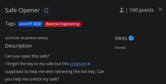 Safe Opener — Reverse Engineering Picoctf 2022 Writeup By Karthikeyan Nagaraj Infosec