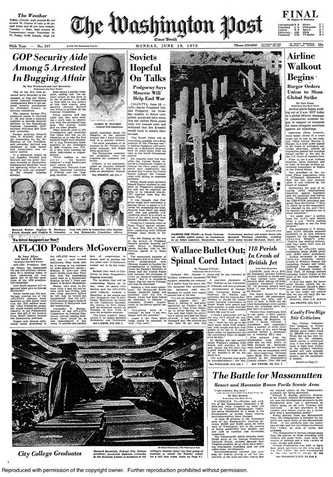Watergate Newspaper Headlines