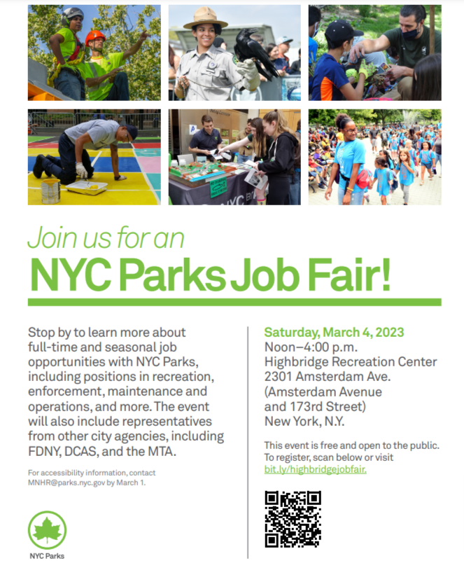 NYC Parks Job Fair at Highbridge Rec Center — March 4 - NeON Works - Medium
