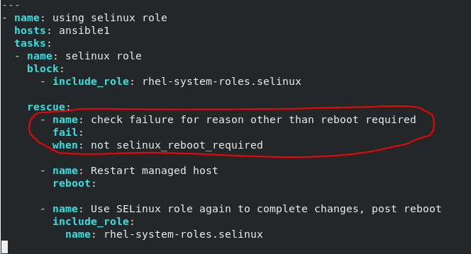 Checking reboot requirements when using the RHEL SELinux system role ...