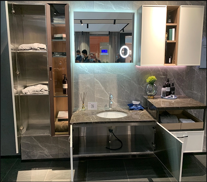 Custom Bathroom Vanity with Stainless Steel Cupboard - BAINENG - Medium