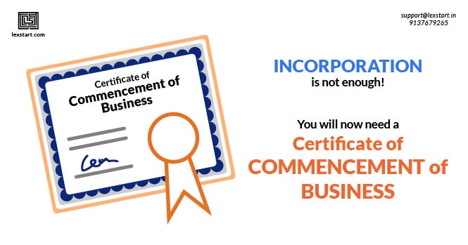 Newly incorporated companies will now require Certificate Of ...