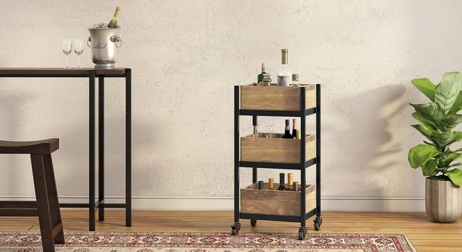 Bar Trolley in Natural Finish | Easy to Move Bar Trolley Cart | Wooden ...