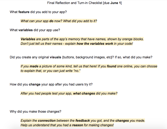 Finishing and Turning in Your App | by Eileen King | Medium