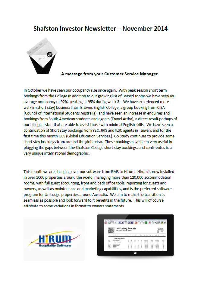 Investor Newsletter November 2014 | by Ben Carey | Medium