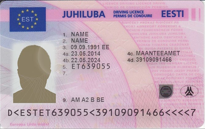 Estonia driver license Psd Template - ali baghi - Medium